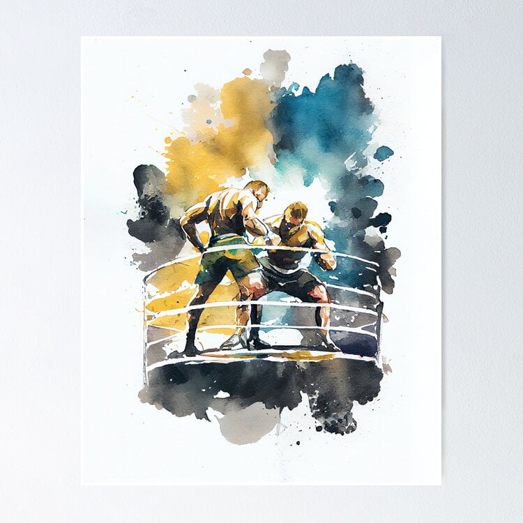 Poster Boxing Ring Watercolour Art, Boxing Digital Art, Original ...