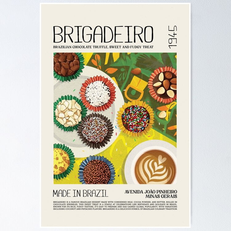 Poster Brazilian Brigadeiro - No Framed, Vintage Wall Art, Trendy Retro ...
