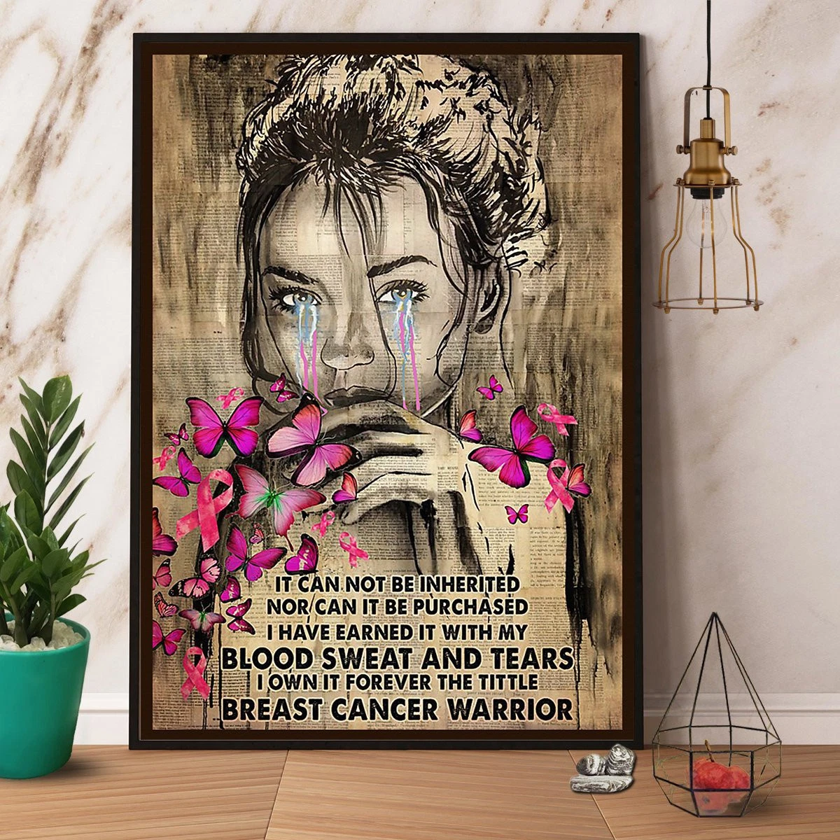 Poster Breast Cancer Awareness It Can Not Be Inherited Butterfly ...