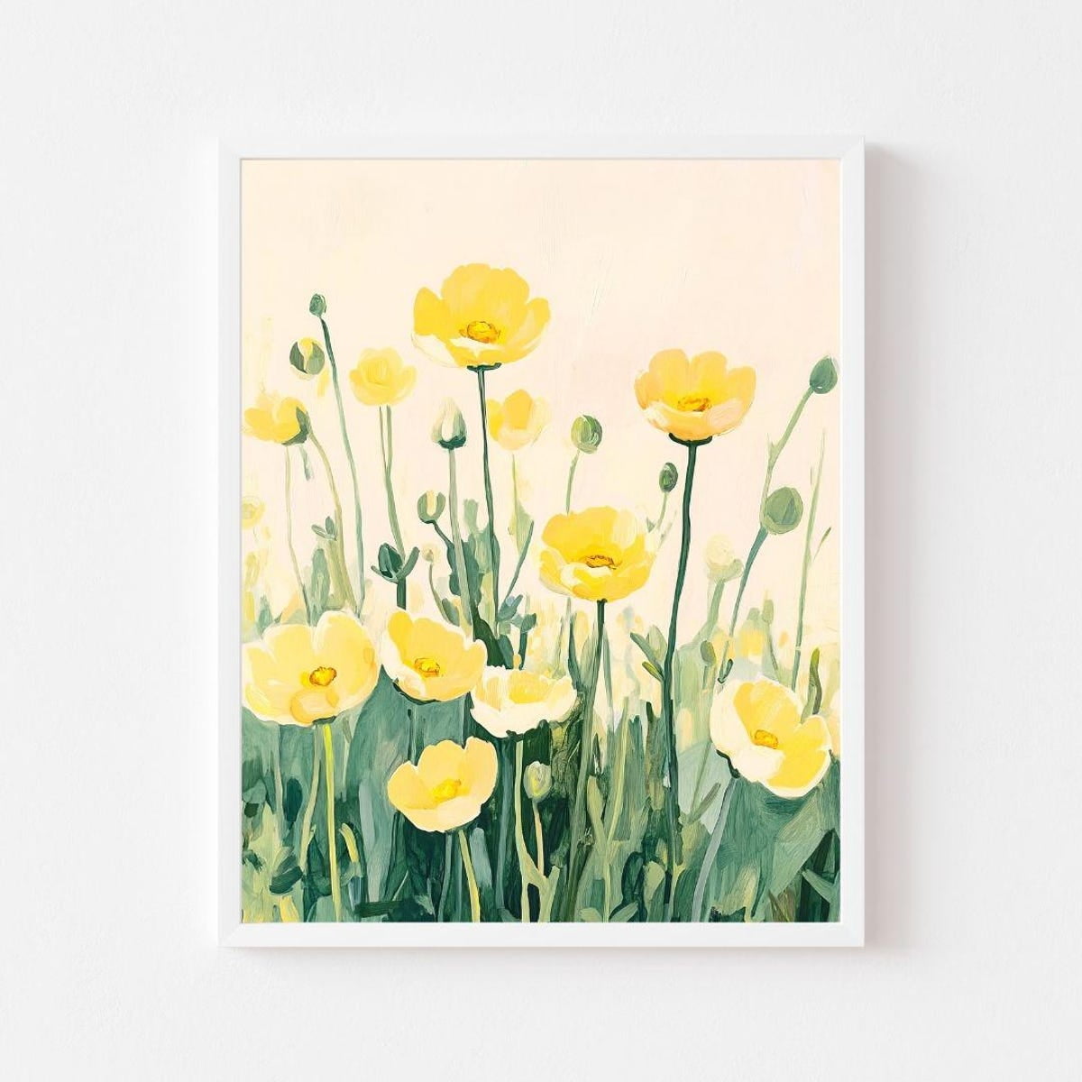 Poster Buttercup Flowers Wall Art Print | Yellow Floral Meadow Painting ...
