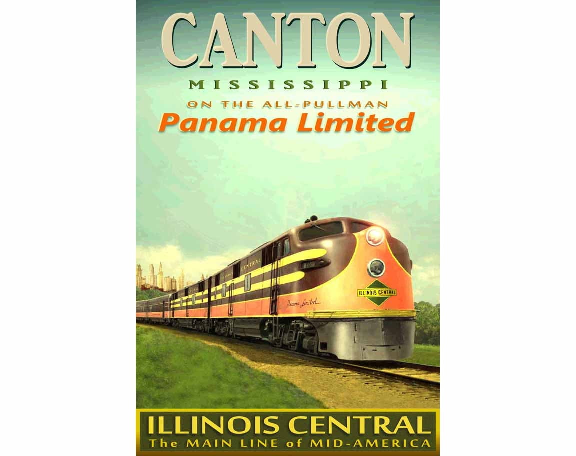 Poster CANTON MS Illinois Central Railroad PANAMA Limited Poster ...