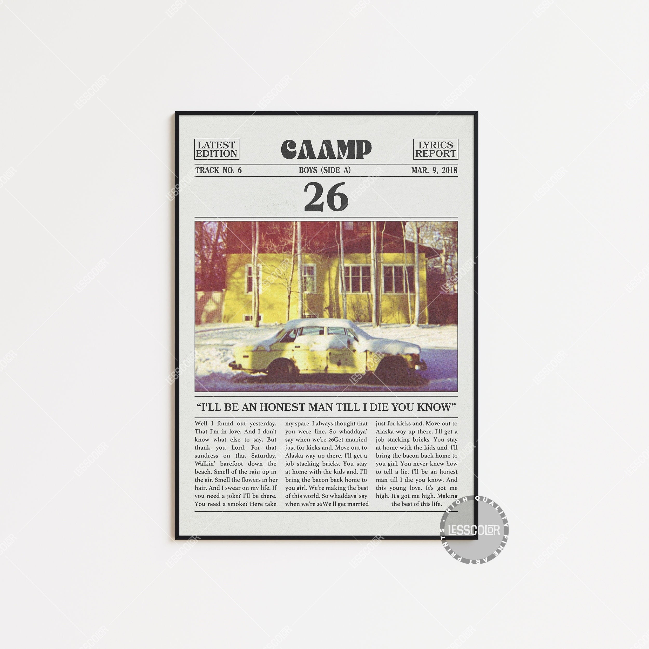 POSTER Caamp Newspaper Print, 26 Poster, 26 Lyrics Print, Caamp Poster ...
