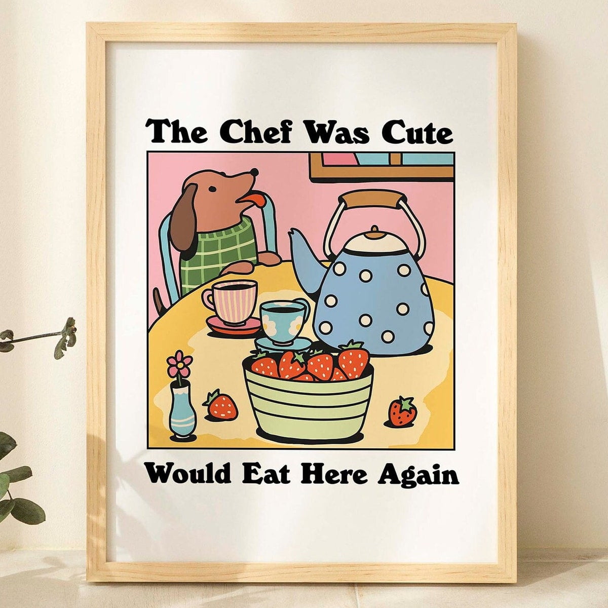 Poster Cafe Dog Cute Print, Retro Drink Poster, Pink Bistro Coffee ...