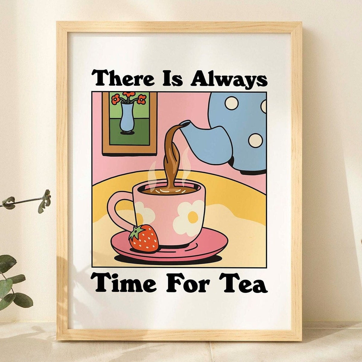 Poster Cafe Tea Colorful Print, Retro Drink Poster, Pink Bistro Coffee ...