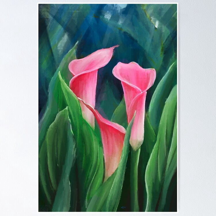 Poster Calla Lilies - No Framed, Vintage Wall Art, Trendy Retro Print ...