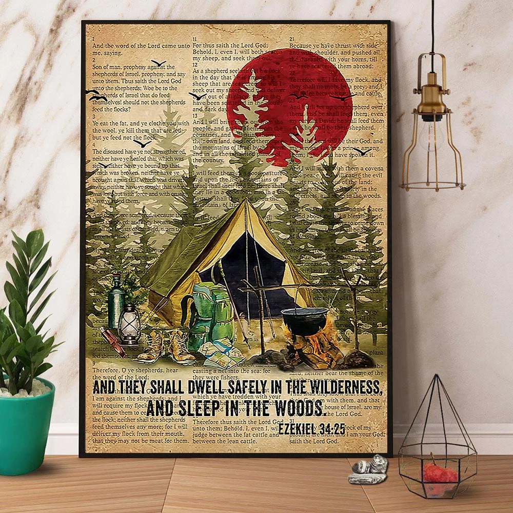 Poster Camping Sleep In The Woods - UNFRAMED Poster Prints, Wall Art ...