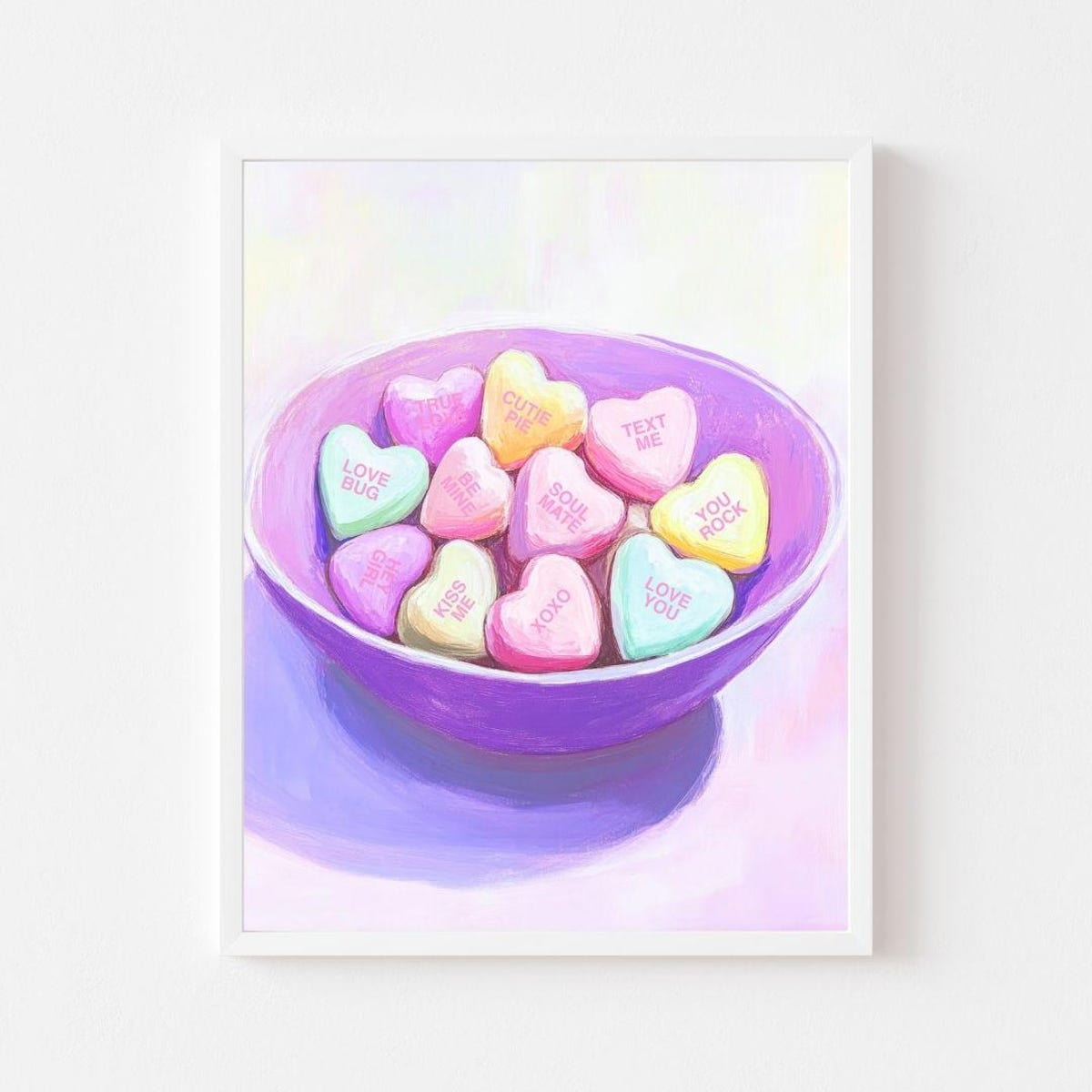Poster Candy Conversation Hearts Painting | Valentine'S Day Wall Art ...