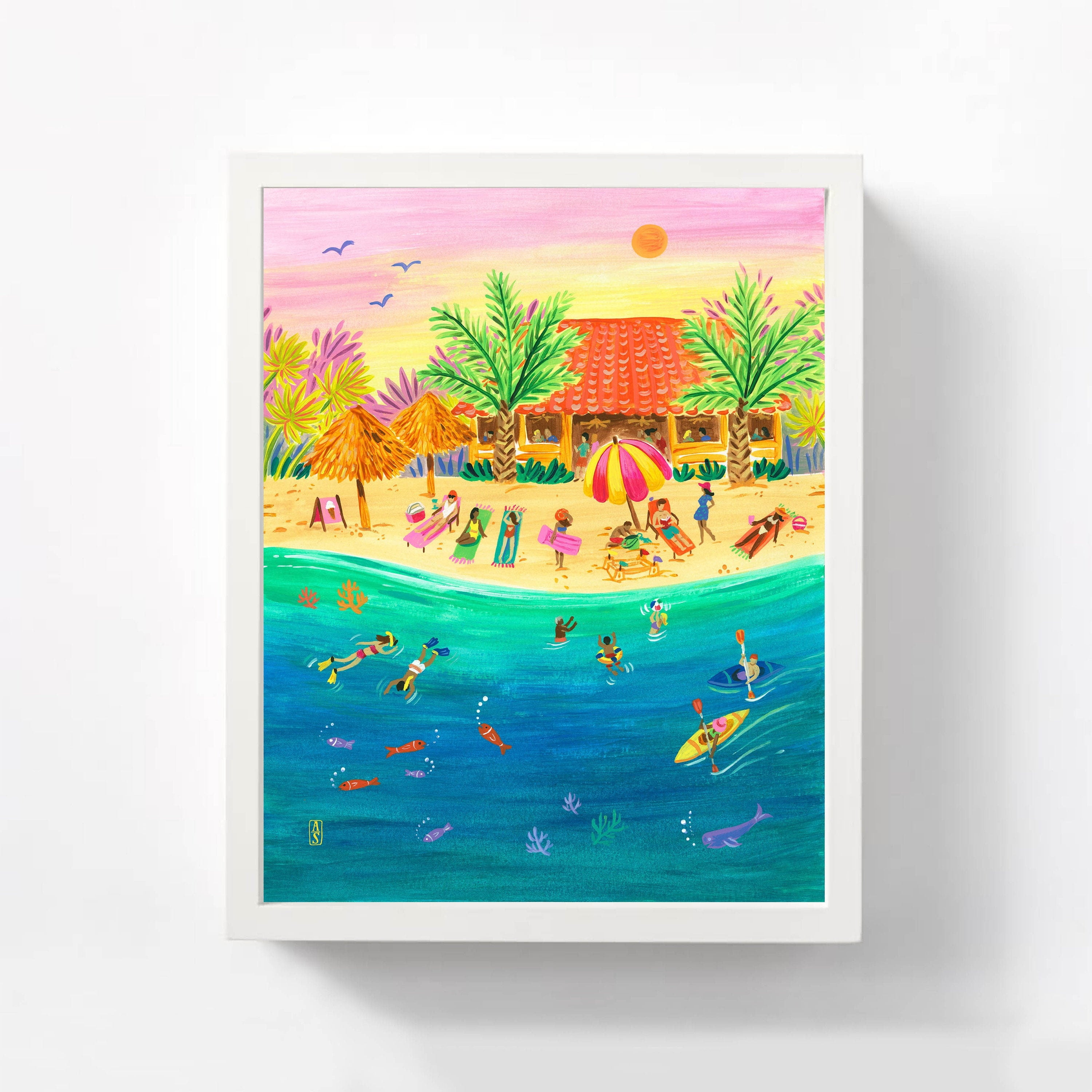 Poster Caribbean Wall Art | Beach Print | Tropical Travel Illustration ...