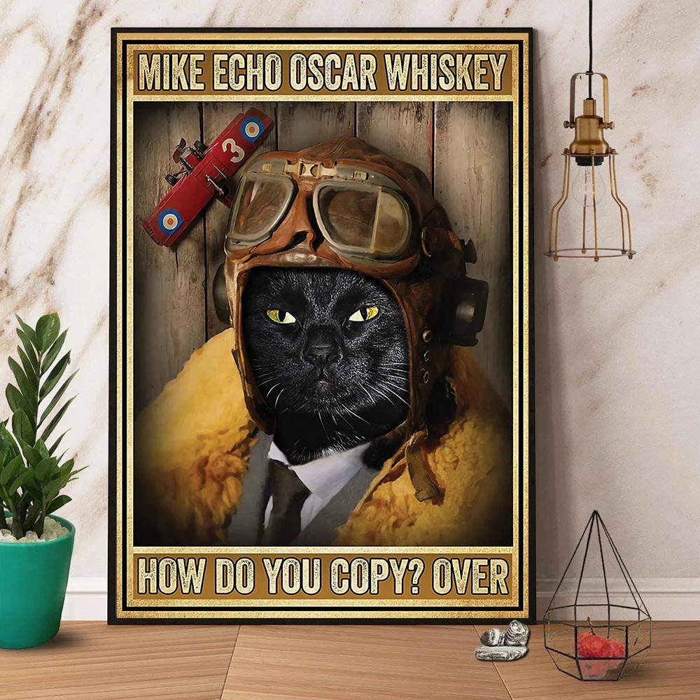 Poster Cat Pilot Mike Echo Oscar Whiskey Paper, No Frame Matte C ...