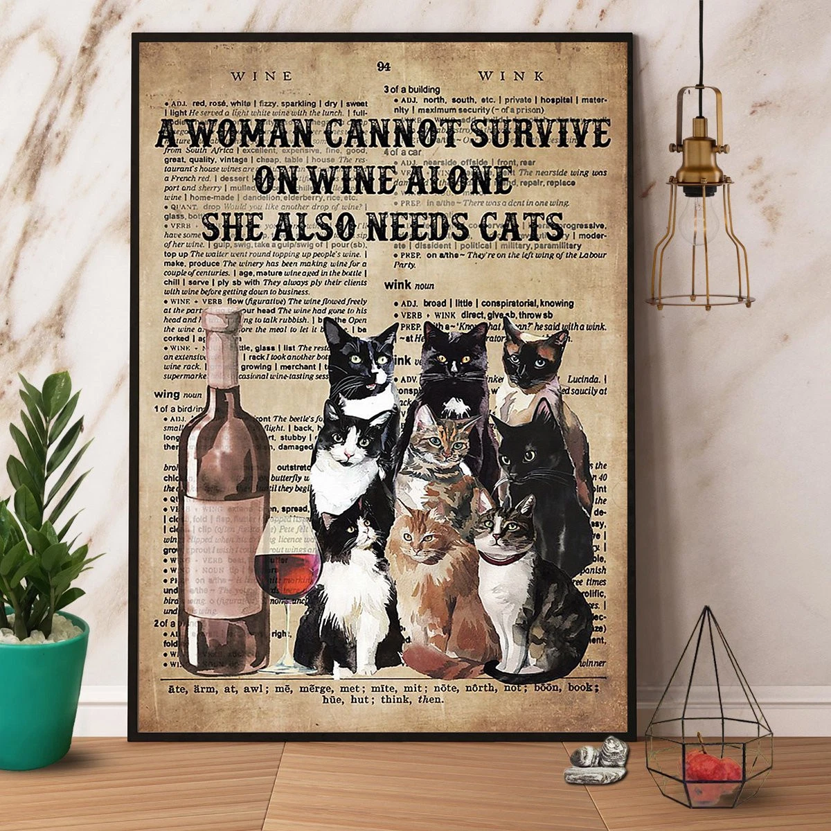 Poster Cat & A Woman Cannot Survive On Alone - UNFRAMED Poster Prints ...