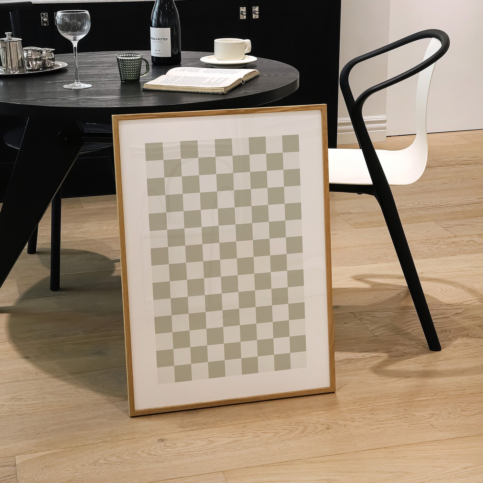 Poster Checkers Art Print Sage Green Wall Art Checkered Poster Green ...