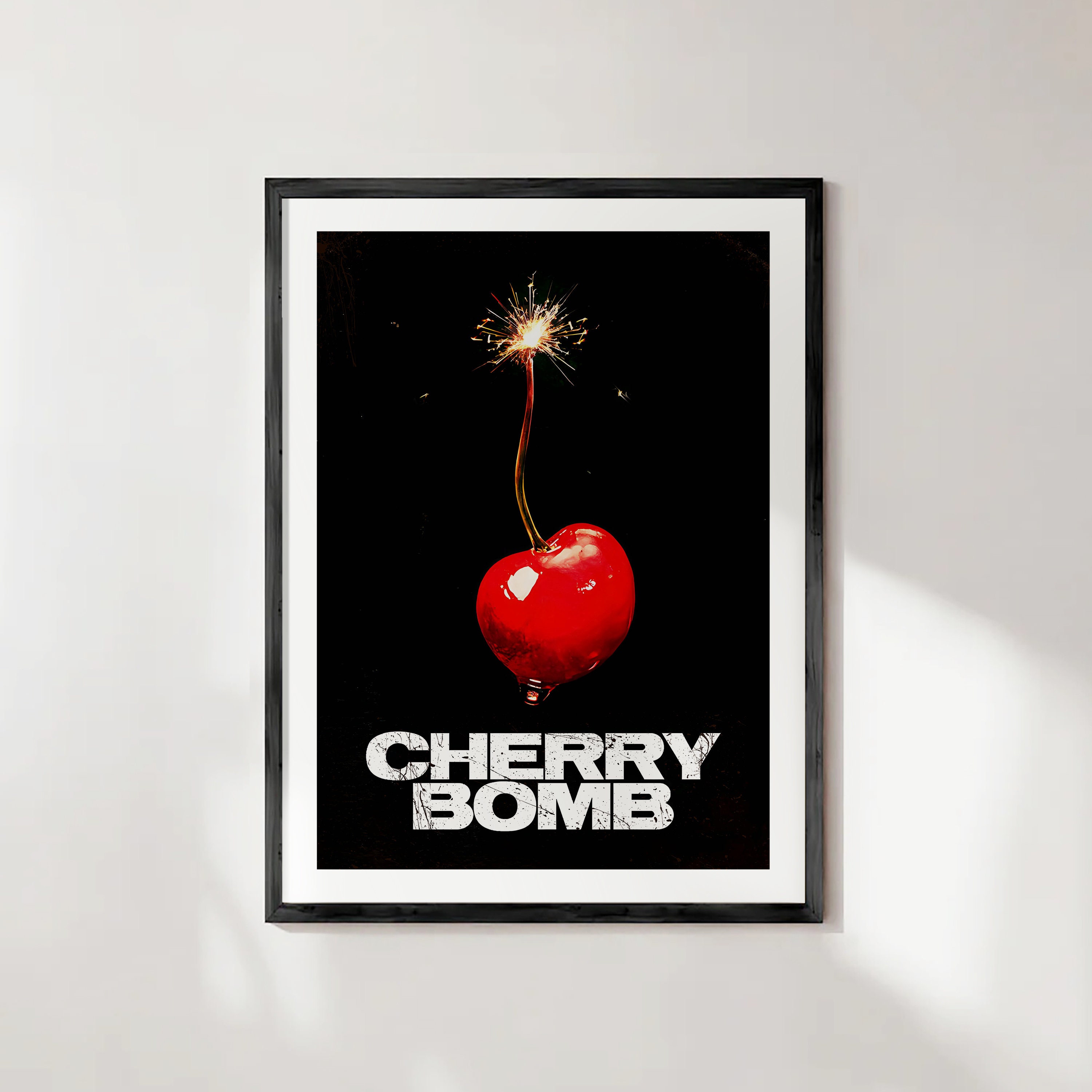 Poster Cherry Bomb wall art, Pink Retro Trendy Wall Art , Cherry Bomb ...