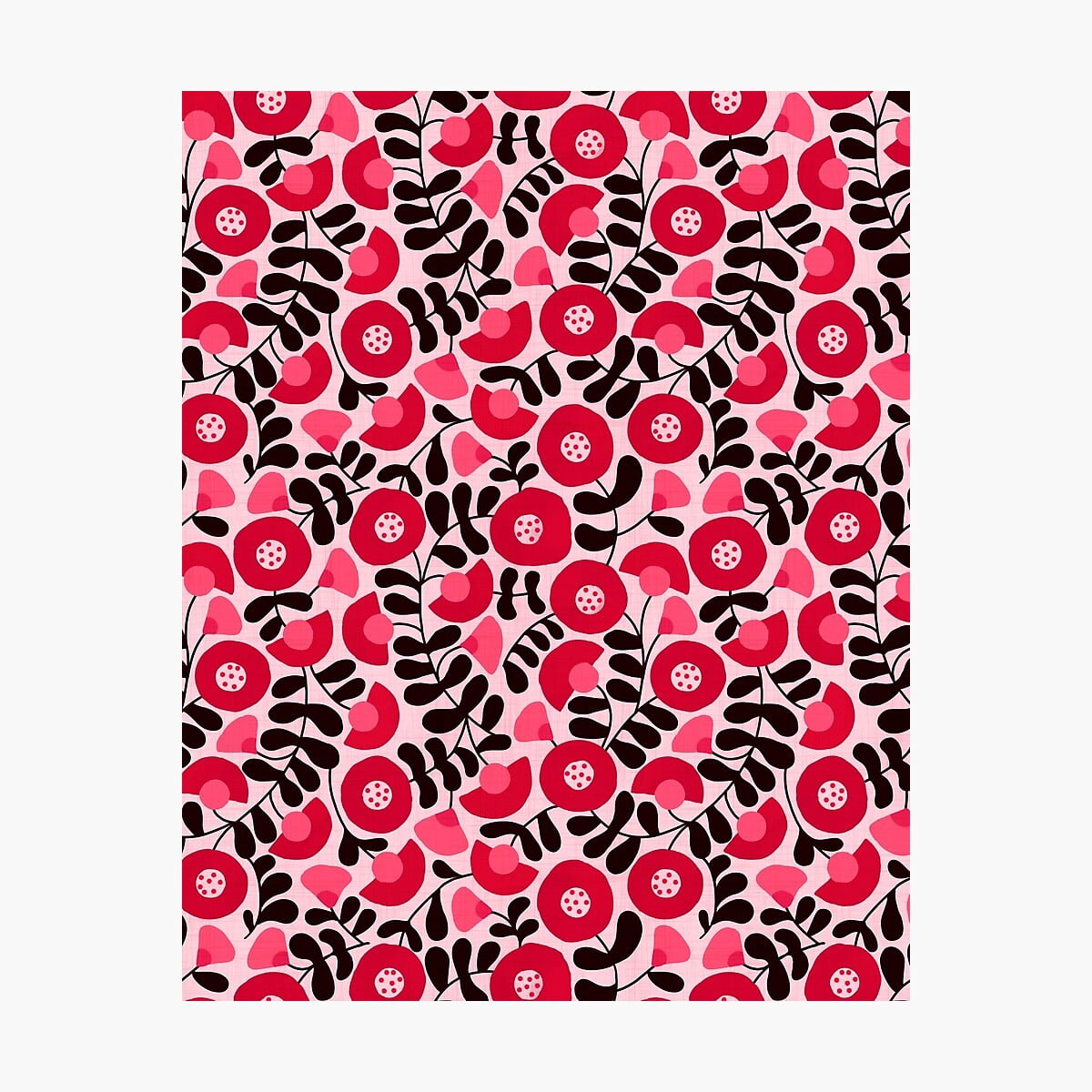 Poster Chic Blossom: Monochromatic Floral Seamless Pattern Poster No ...