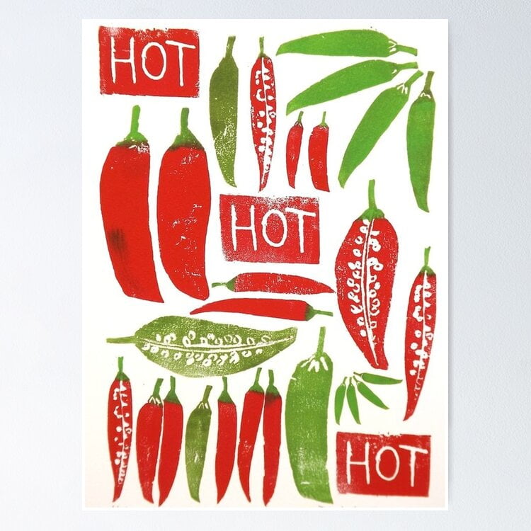 Poster Chilli Peppers Print, Chilli Peppers Guide, Chili Art, Hot ...