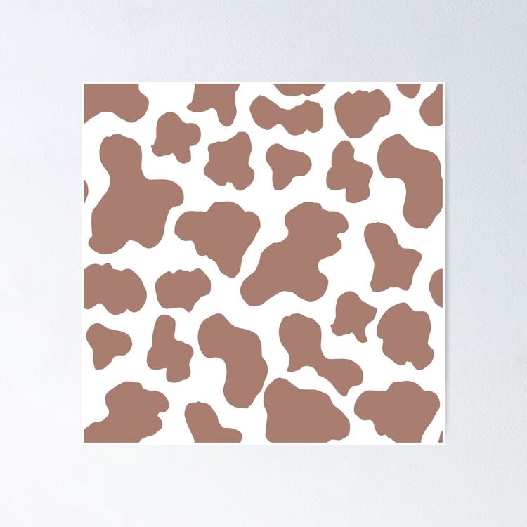 Poster Chocolate Brown Cow Print Aesthetic Pattern - No Framed, Vintage ...