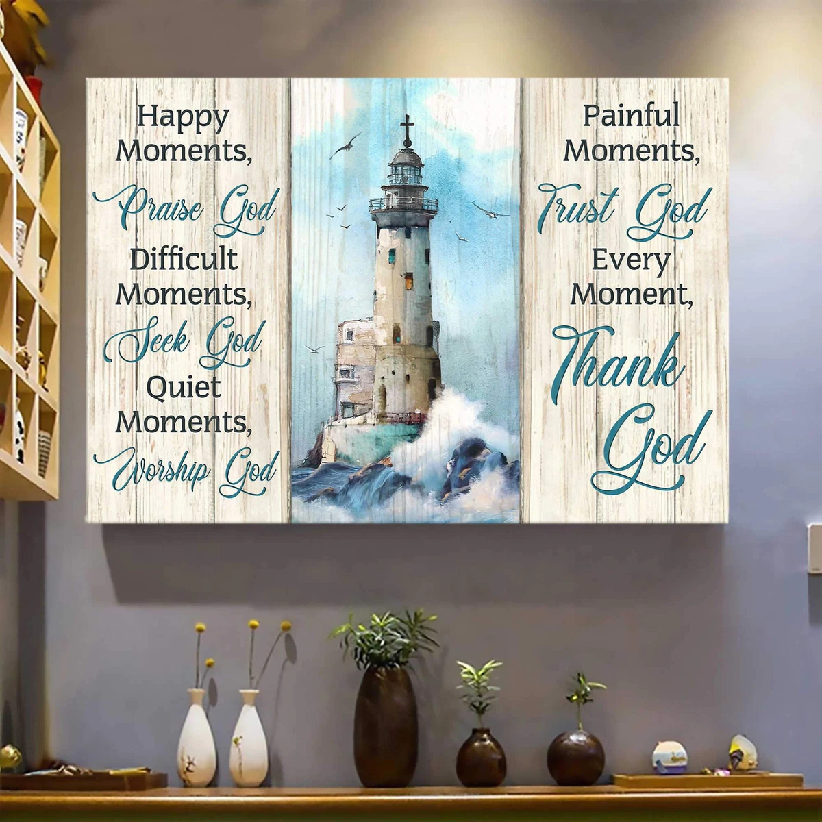 Poster Christ Lighthouse - Every Moment, Thank God Landscape, Print ...
