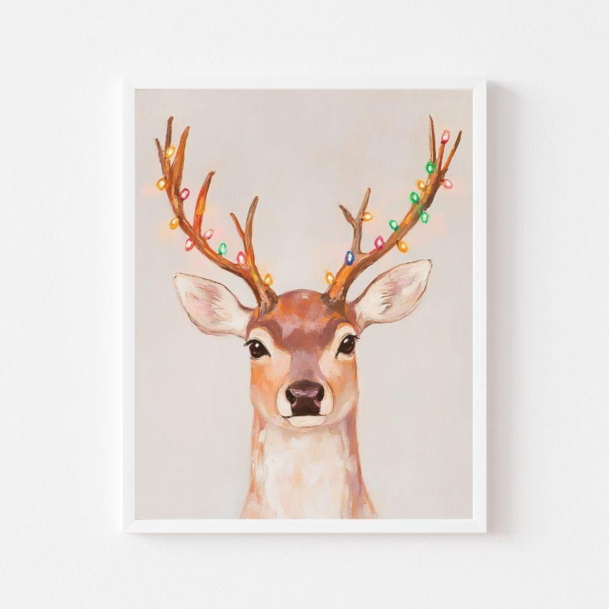 Poster Christmas Light Reindeer Painting | Pastel Rudolph Wall Art ...