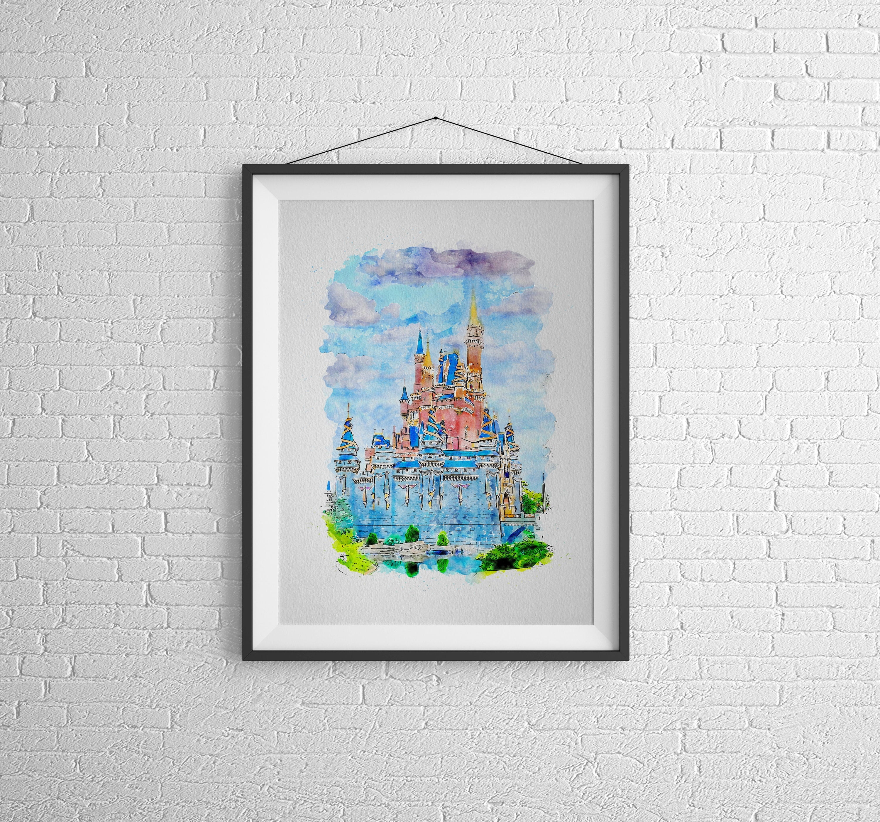Poster Cinderella Castle Disney Watercolour Print, Disney Prints, 50th ...