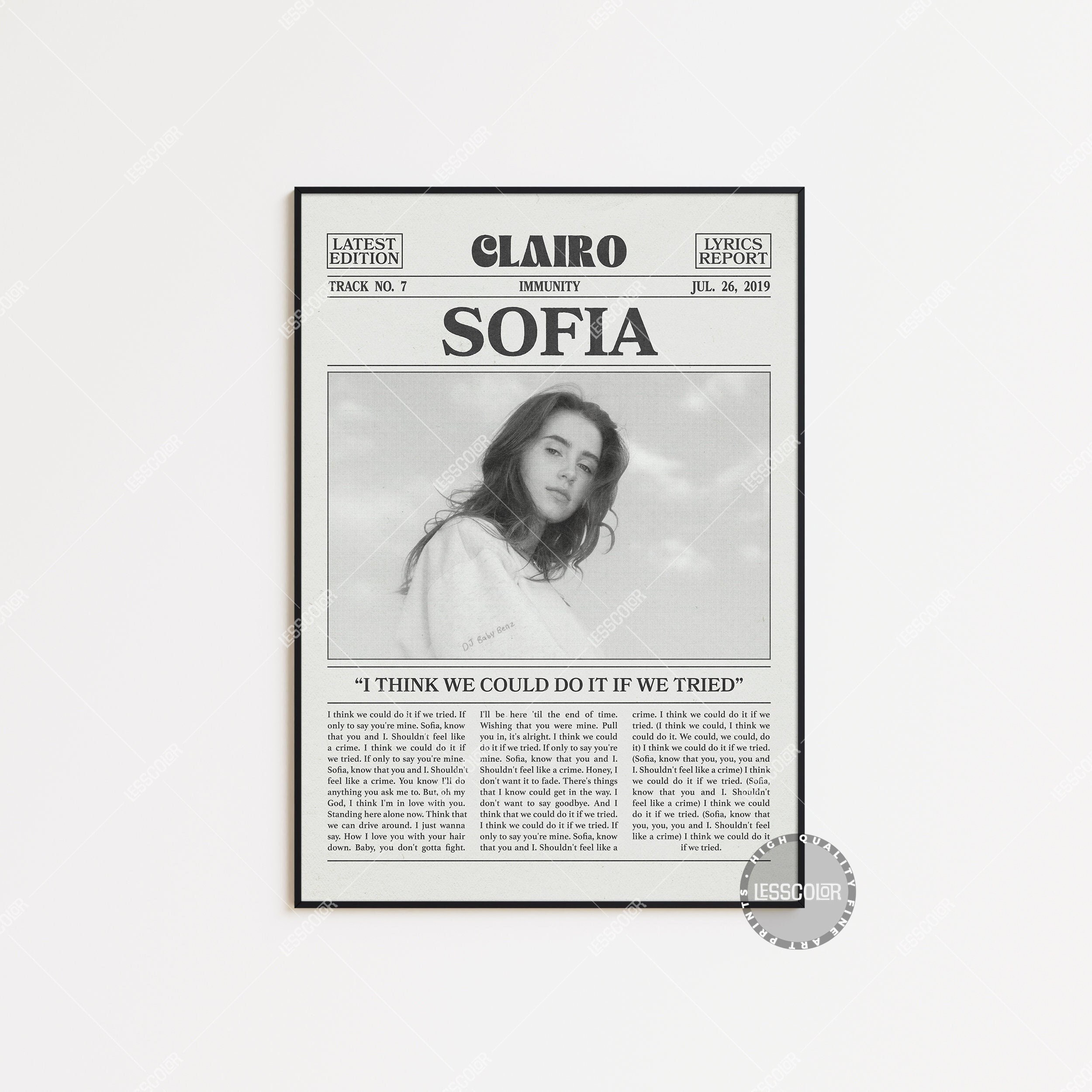 Poster Clairo Retro Newspaper Print, Sofia Poster , Sofia Lyric Print, Clairo Poster , Immunity ...