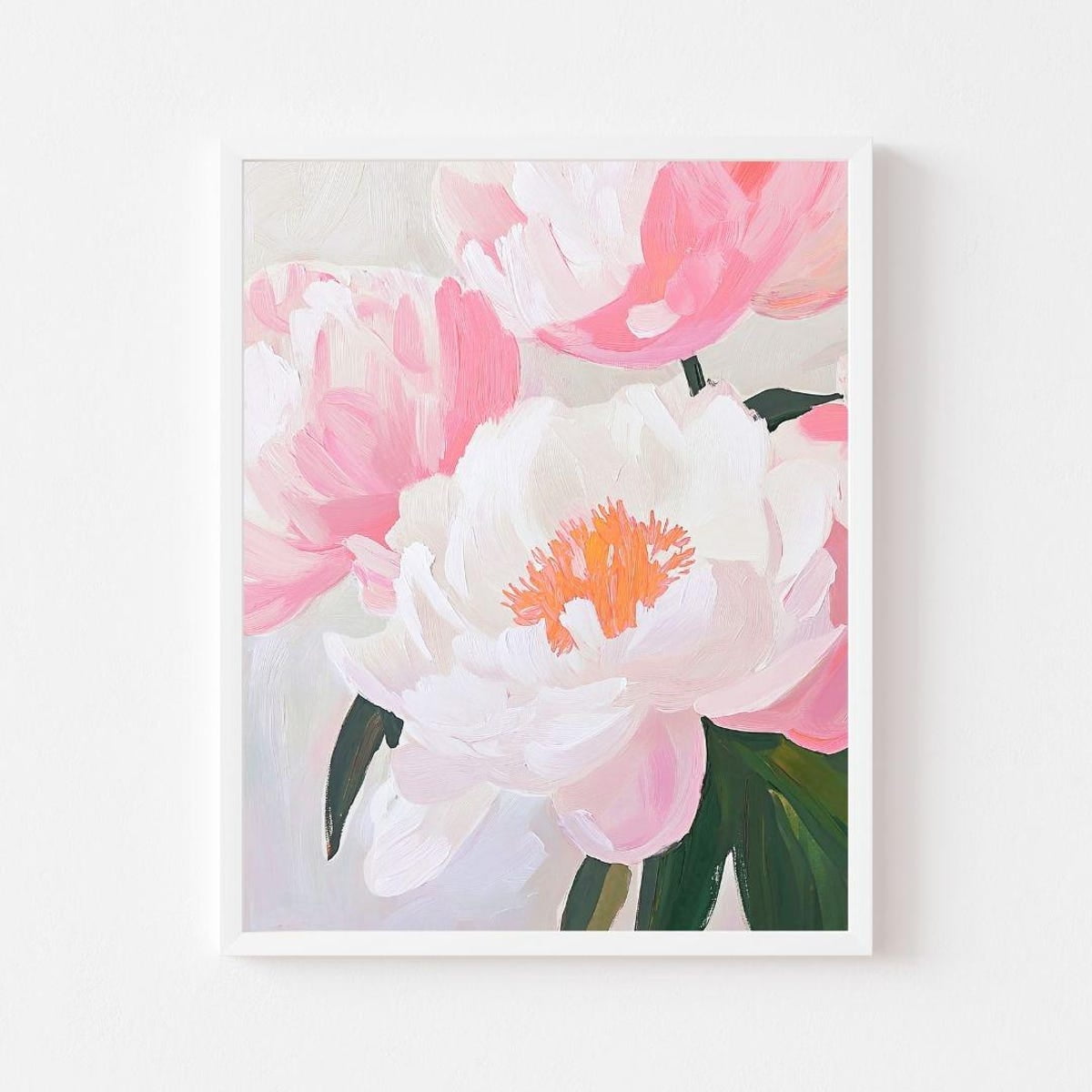 Poster Close Up Pink Peonies Painting | Pastel Peony Flower Wall Art ...