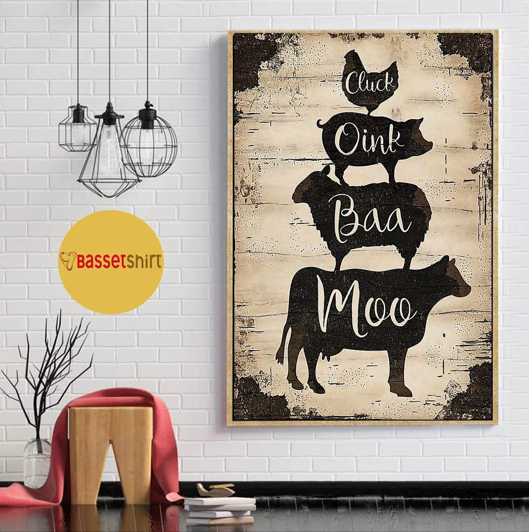 Poster Cluck Oink Baa Moo Farm Wall Art, Unframed Prints For Home Or ...