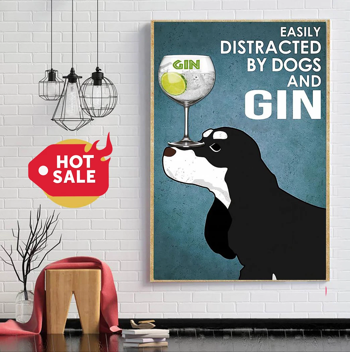 Poster Cocker Spaniel Easily To Distracted By Dogs And Gin Wall Art ...