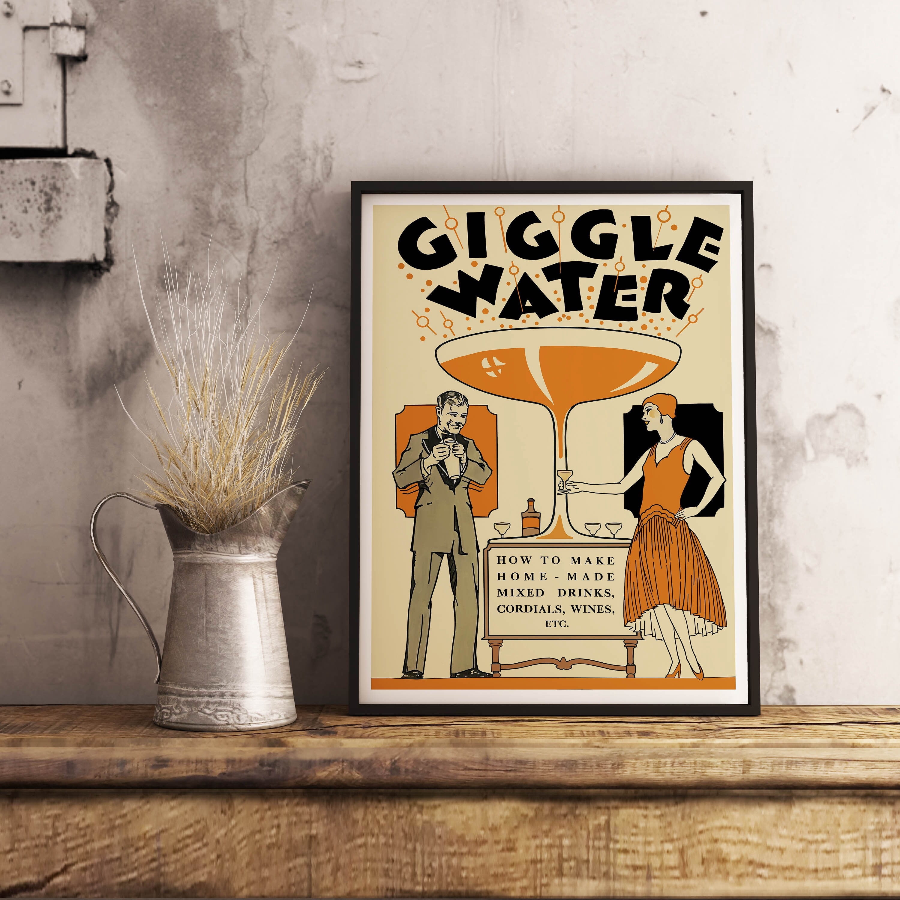 POSTER Cocktail Bar Poster - Funny Bartender Print - Giggle Water ...