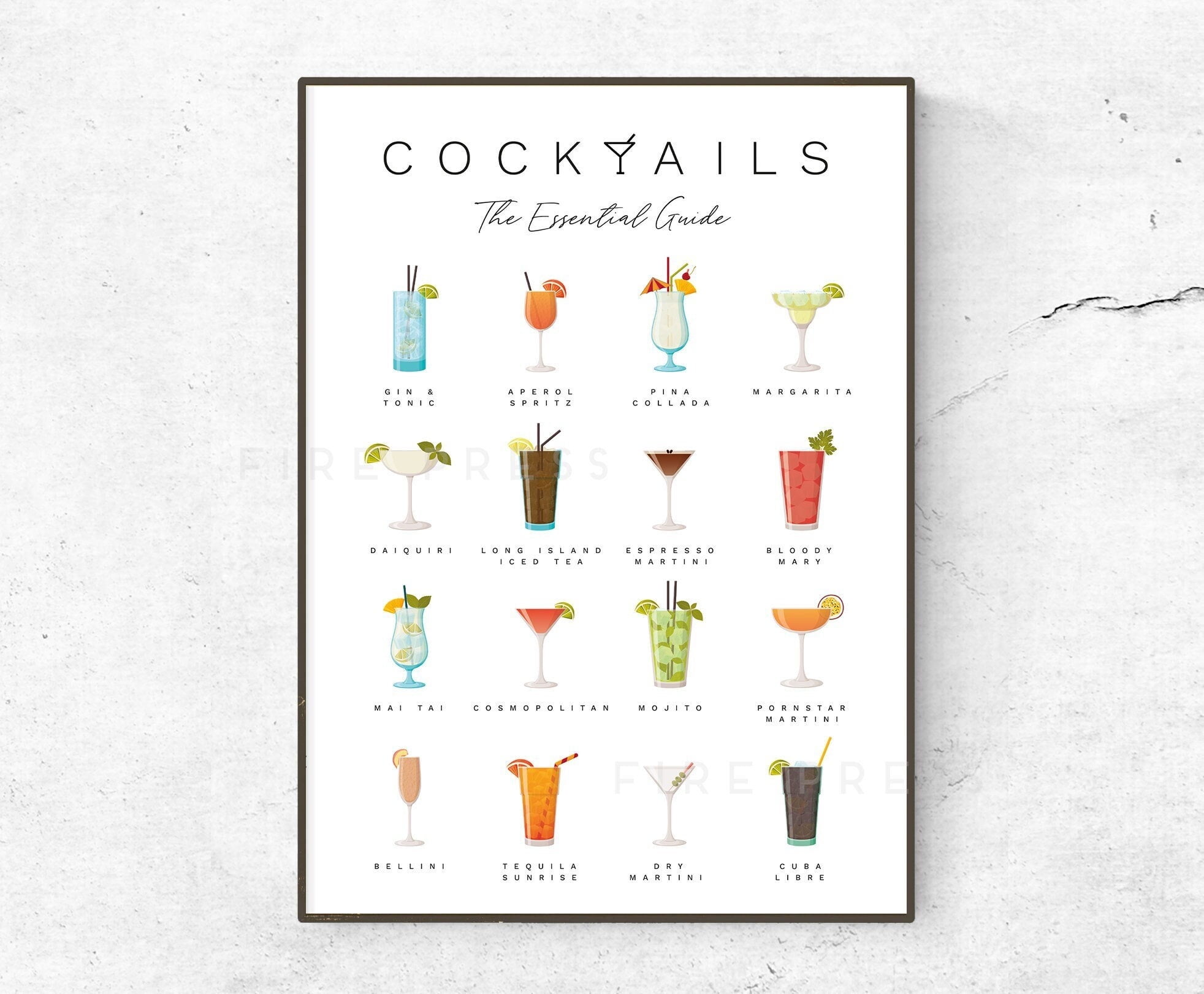 Poster Cocktails Poster / Print / Classic Cocktails Print / Kitchen ...