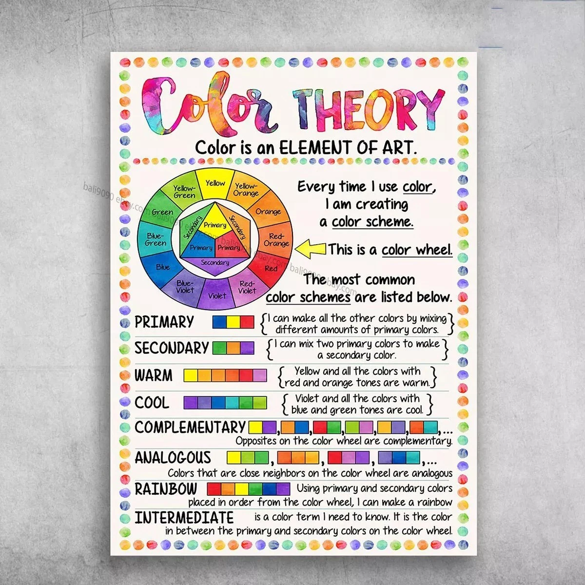 Poster Color Theory, Color Is An Element Of Art, Every Time I Use Color ...