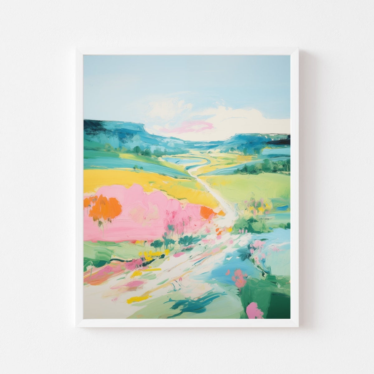 Poster Colorful Abstract Landscape Painting | Pastel Modern Watercolor ...
