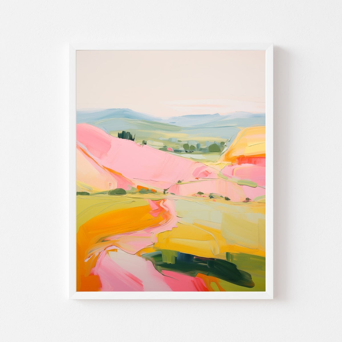 Poster Colorful Abstract Landscape Painting | Pink Modern Watercolor ...