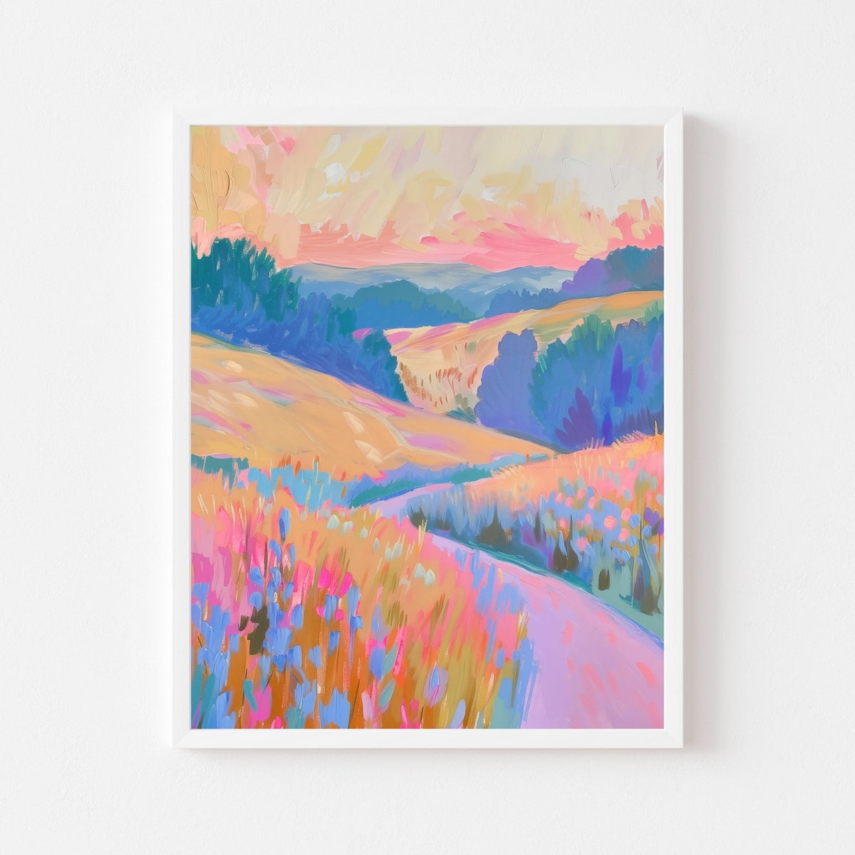 Poster Colorful Abstract Landscape Painting | Vibrant Rolling Hills ...
