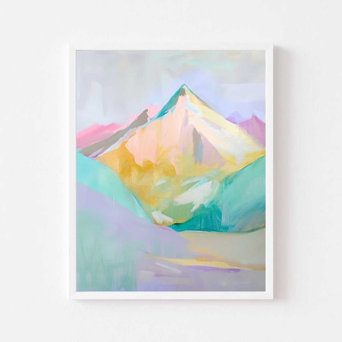 Poster Colorful Abstract Mountain Painting | Pastel Alps Landscape Wall ...