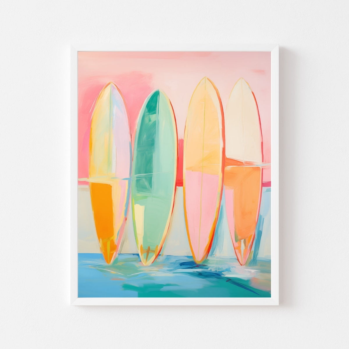 Poster Colorful Abstract Surfboards Painting | Beach House Wall Art ...
