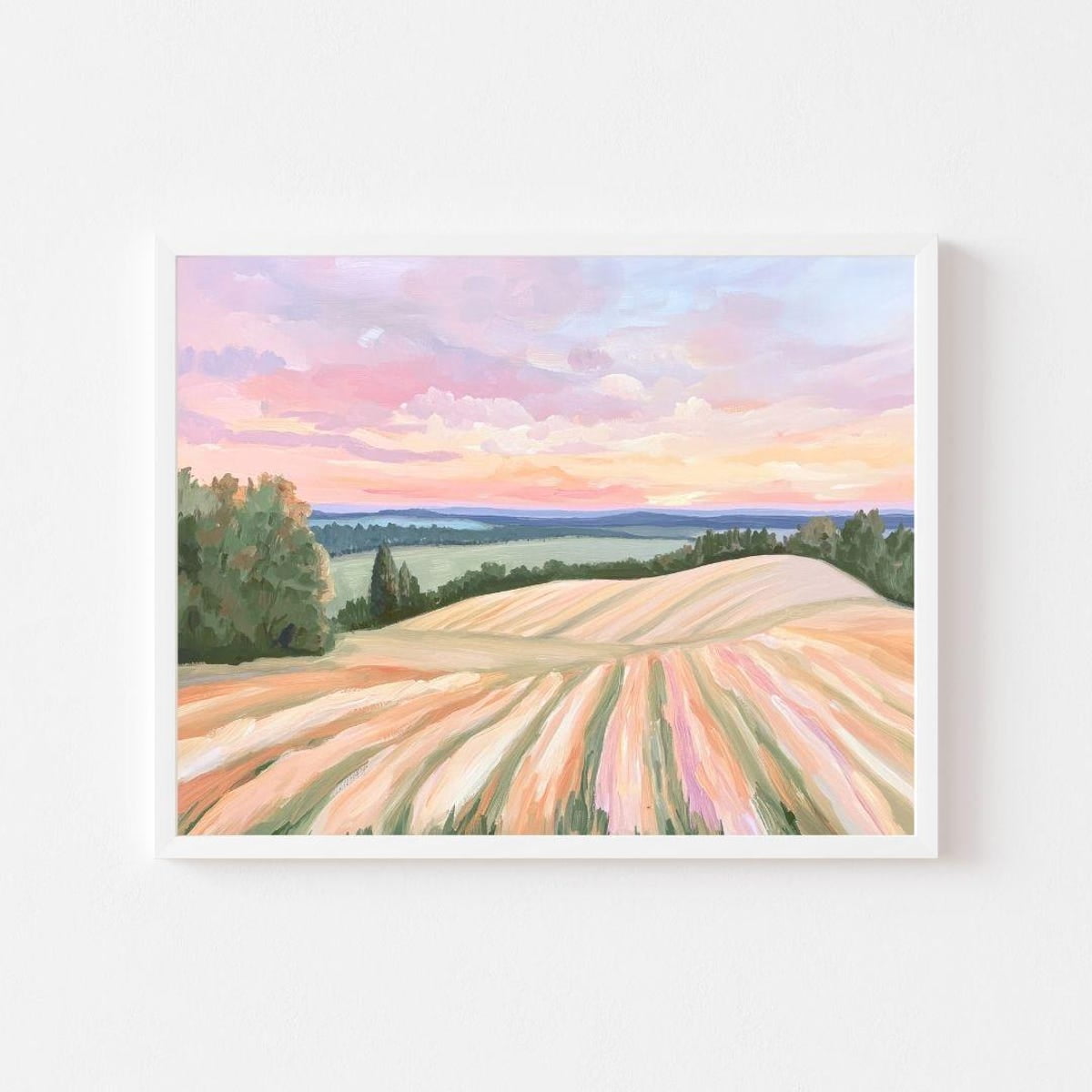 Poster Colorful Farmland Landscape Painting | Pastel Country Scenery ...