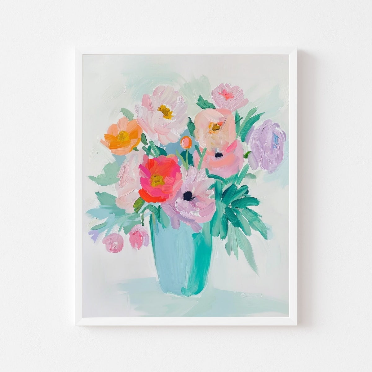 Poster Colorful Flower Vase Painting | Pink Lavender Floral Wall Art ...