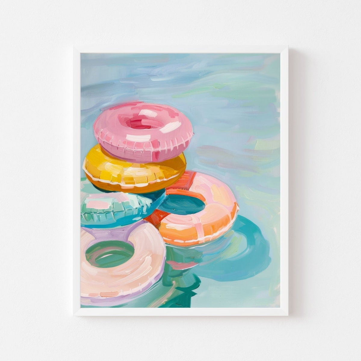 Poster Colorful Inner Tube Painting | Pastel Summer Pool Float Wall Art ...