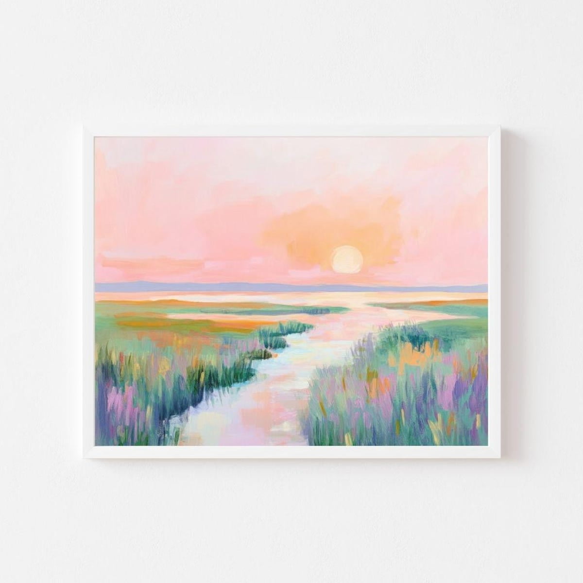 Poster Colorful Marsh Sunset Landscape Painting | Pastel Coastal ...