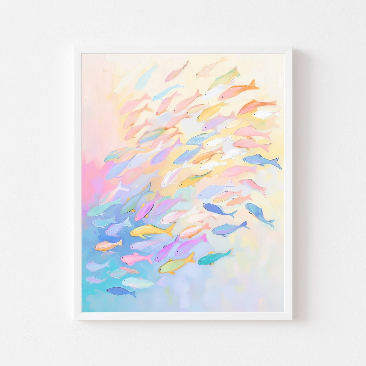 Poster Colorful Pastel Fish Painting | Coastal Summer Wall Art Print ...
