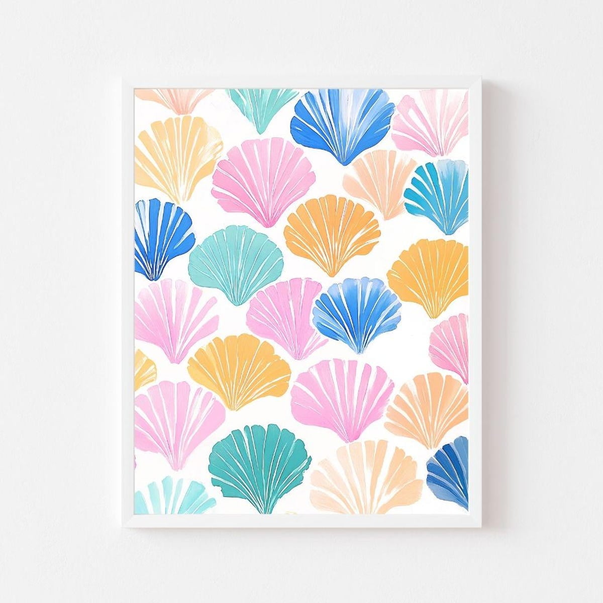Poster Colorful Seashells Wall Art Print | Trendy Beach House Painting ...