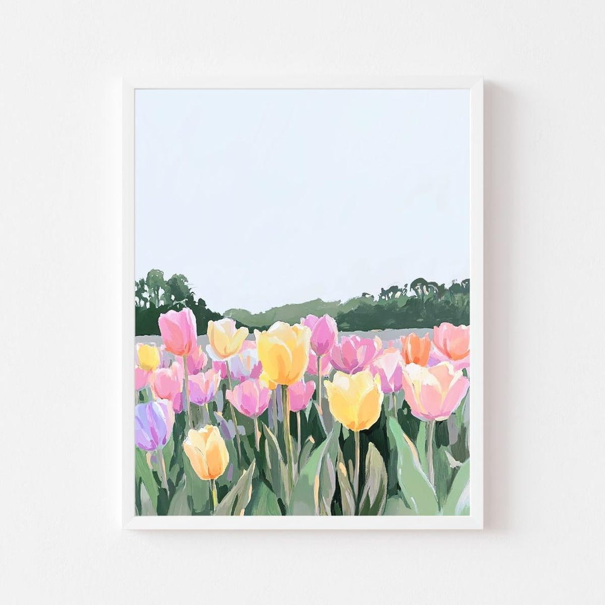 Poster Colorful Tulip Field Painting | Easter Floral Wall Art Print ...