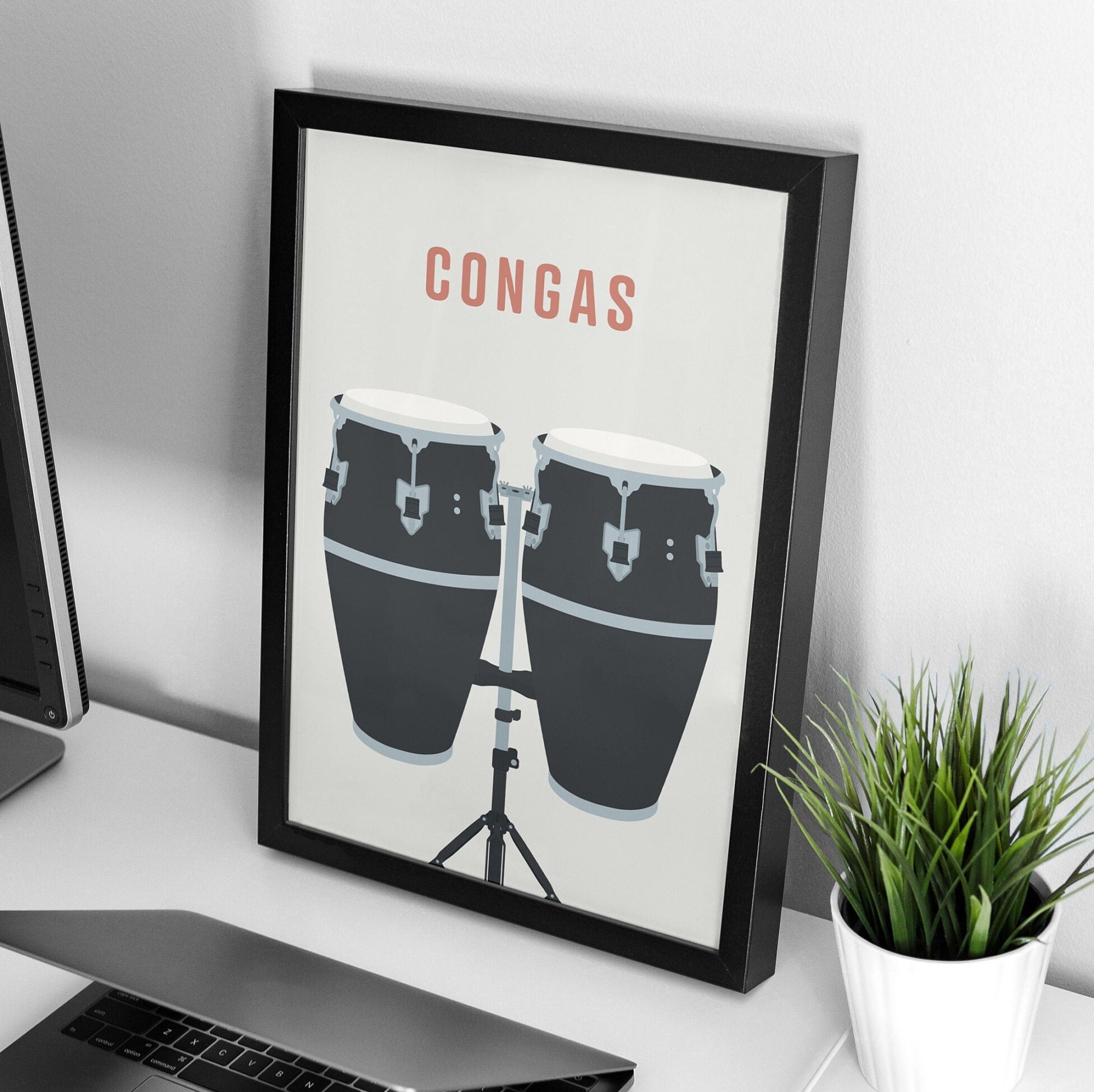 Poster Conga Drum Print - Congas Music Poster , Percussion Print, Hand ...