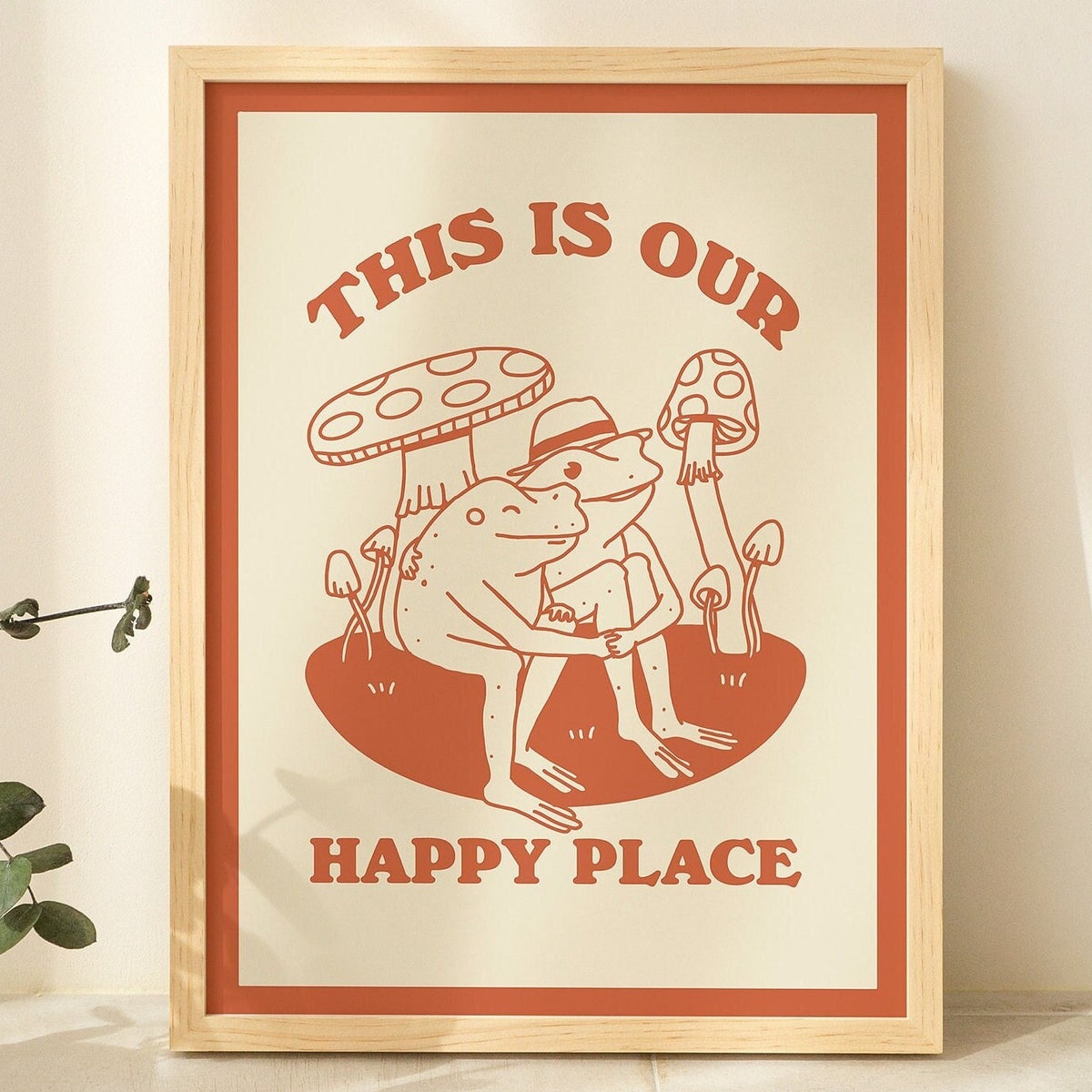 Poster Cottagecore Frog Wall Decor, Cute Mushroom Poster, Happy Place ...