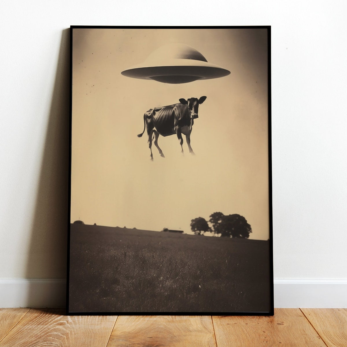 Poster Cow Abduction Poster Ufo Abduction Art Aliens Wall Art Ufo Wall ...