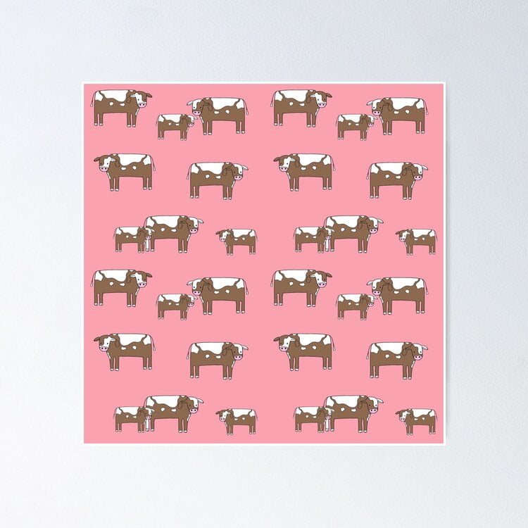 Poster Cow Farm Minimal Pattern Animals Nursery Kids Cattle Design ...