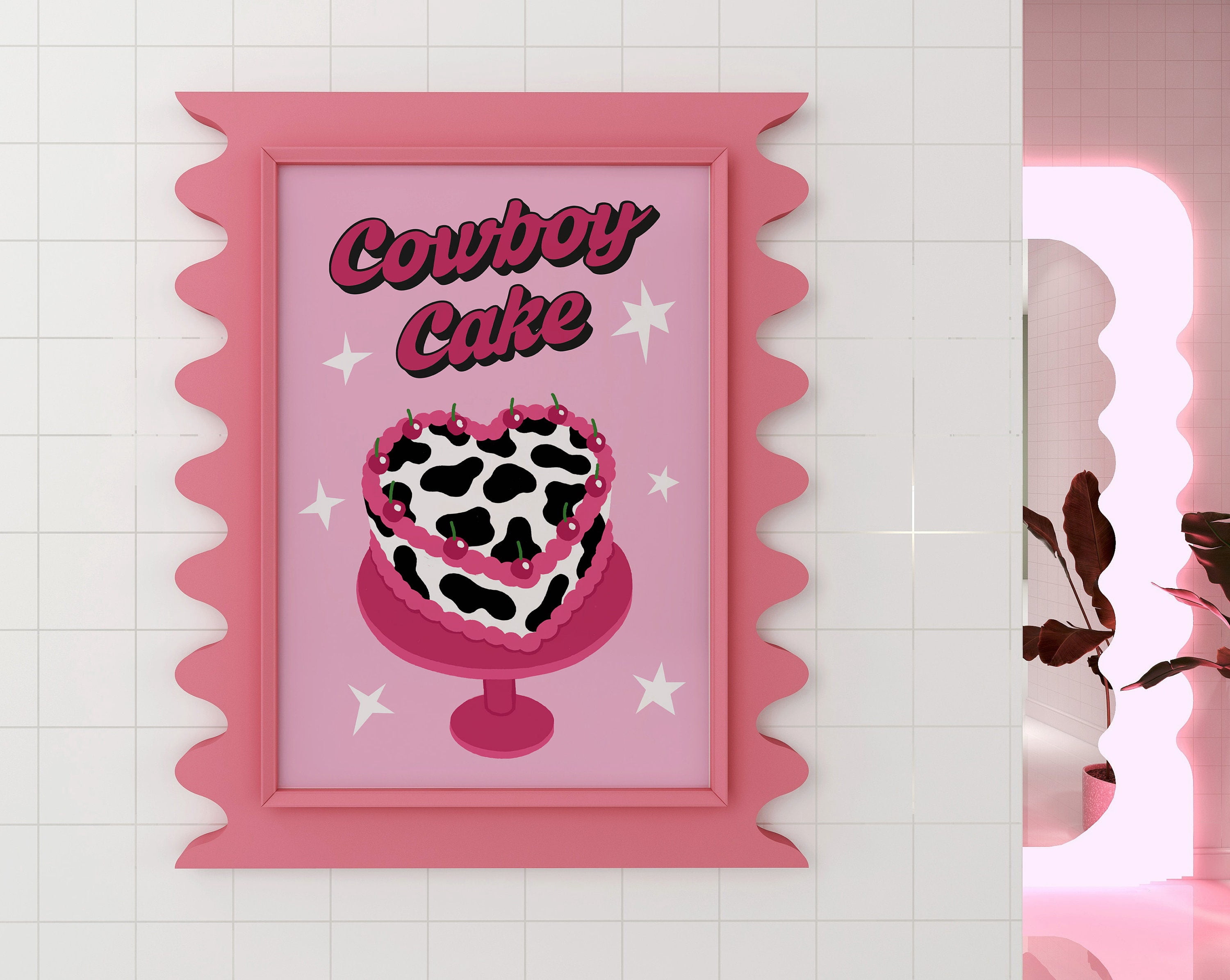 Poster Cowboy Cake Print | Food Poster | Wall Art | Bold | Typographic ...