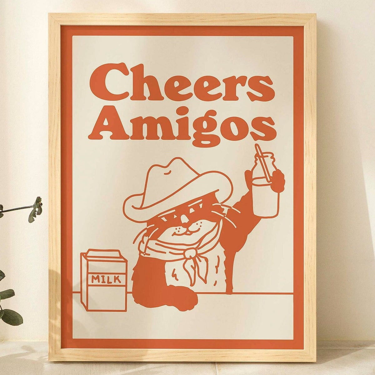 Poster Cowboy Cat Print, Retro Drink Poster, Cowboy Cat Milk Posters, Cheers Amigos Quote Prints ...