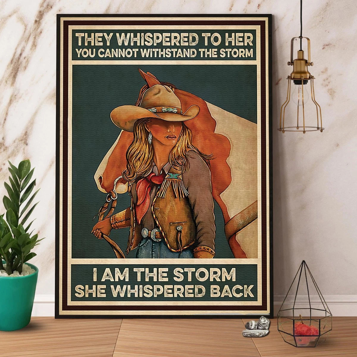 Poster Cowgirl I Am The Storm She Whispered Back Horse Paper No Frame ...