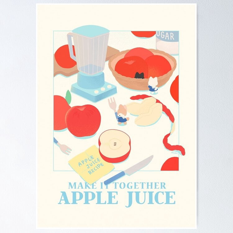 Poster Creative Juice Art Print, Fruit Juice Illustration, Kitchen Wall ...