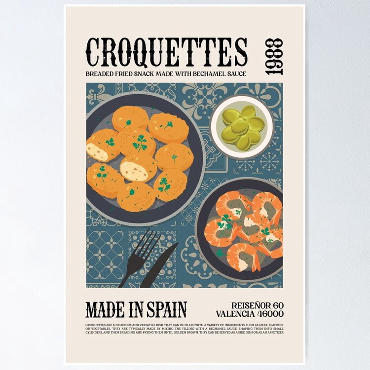 Poster Croquettes - No Framed, Vintage Wall Art, Trendy Retro Print ...